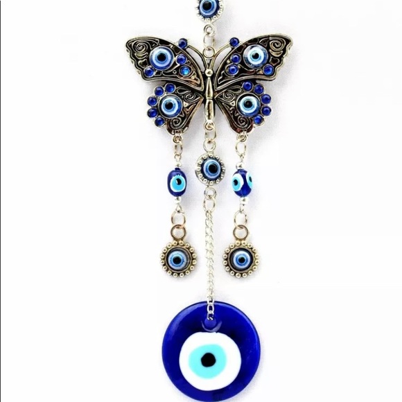 Other | Blue Evil Eye With Butterfly Hangin | Poshmark